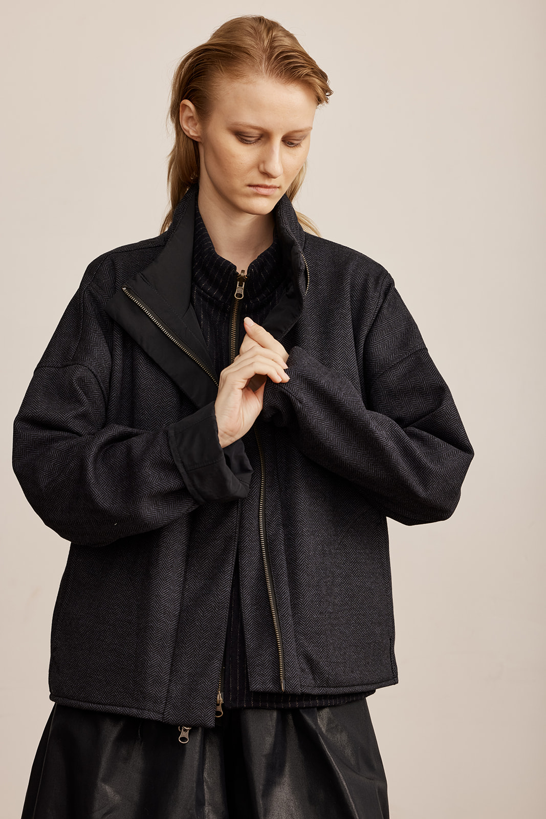 Navy Jarce Jacket for Style Lover Women - Rina Zin